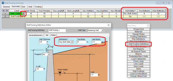 RISA | Battered Retaining Wall Design