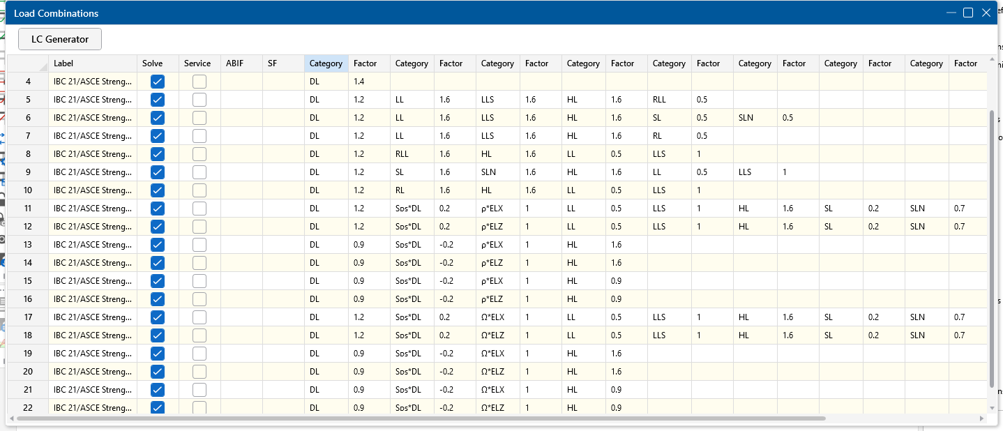 RISA | Seismic Factors in RISAFoundation Load Combination Generator