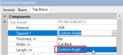 RISA | Tapered Gusset Plates using Custom Angle