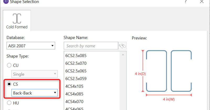 RISA | Cold-Formed Steel Back to Back Design