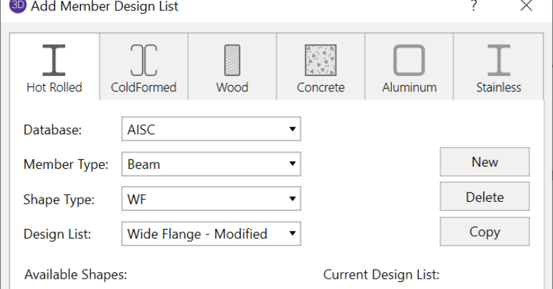 RISA | Using Redesign Lists in RISA-3D